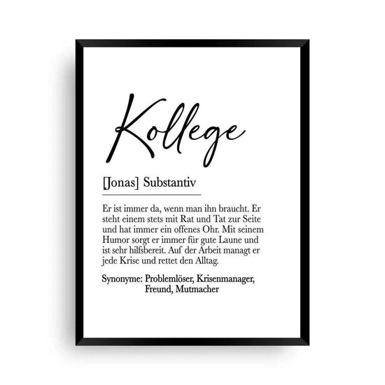Definition Poster: Colleague - Inspirational wall art for your work en