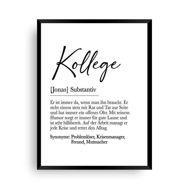 Definition Poster: Kollege - Inspirierende Wandkunst für Ihr Arbeitsumfeld